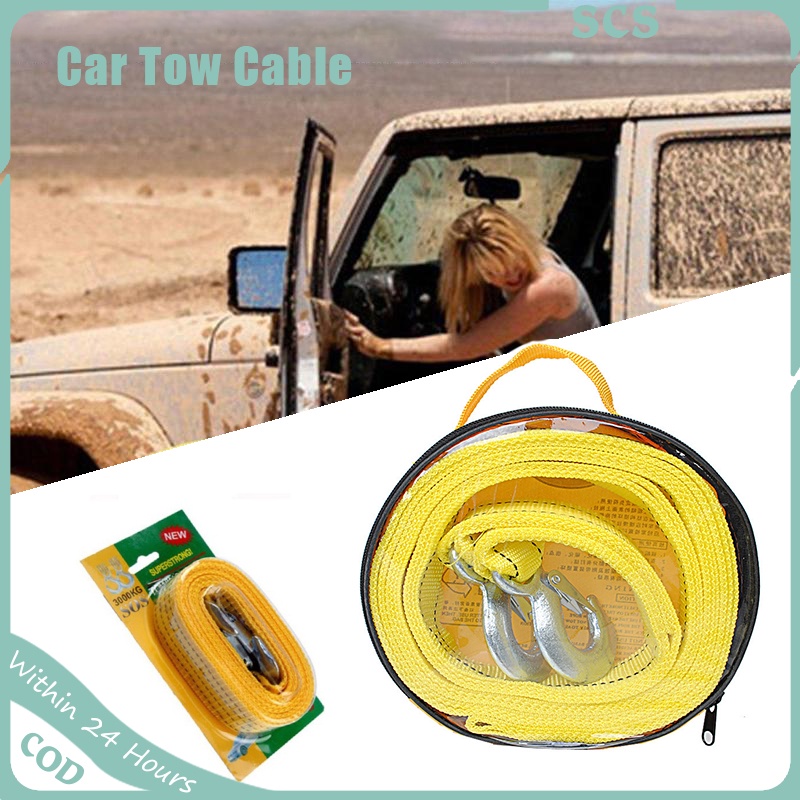 Heavy Duty Car Tow Cable 3m 4m Nylon Car Tow Strap with Safety Hooks ...