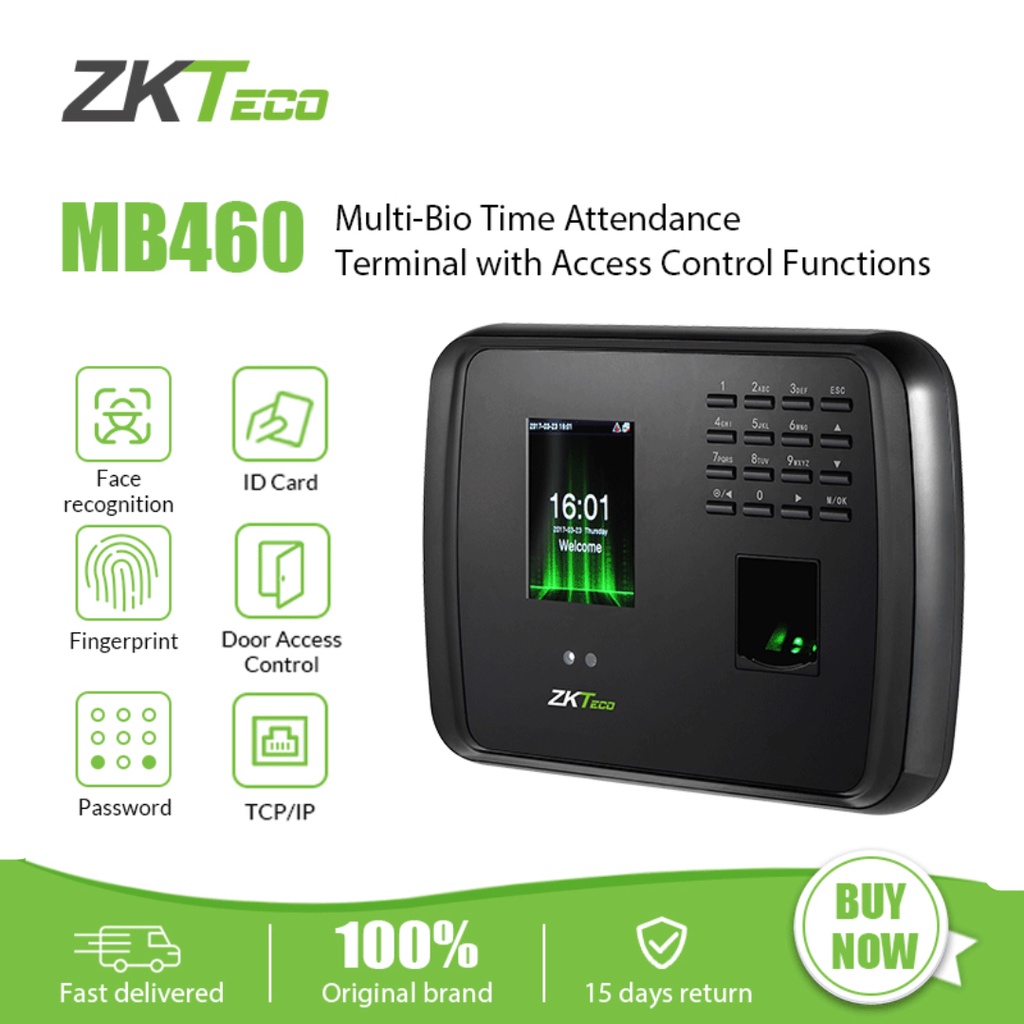 Zkteco Mb460 Id Adms Biometric Door Access Control Face Fingerprint Time Attendance Machine