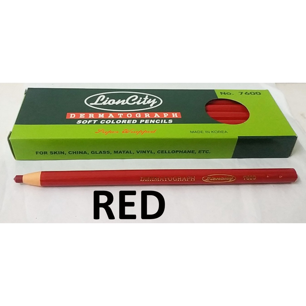 ( 1 PC ) LION CITY == RED == DERMATOGRAPH SOFT COLORED TAILORS PENCILS ...