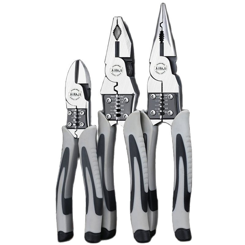 AIRAJ Multifunctional Wire Stripper Crimper Cutter Long Nose Pliers ...