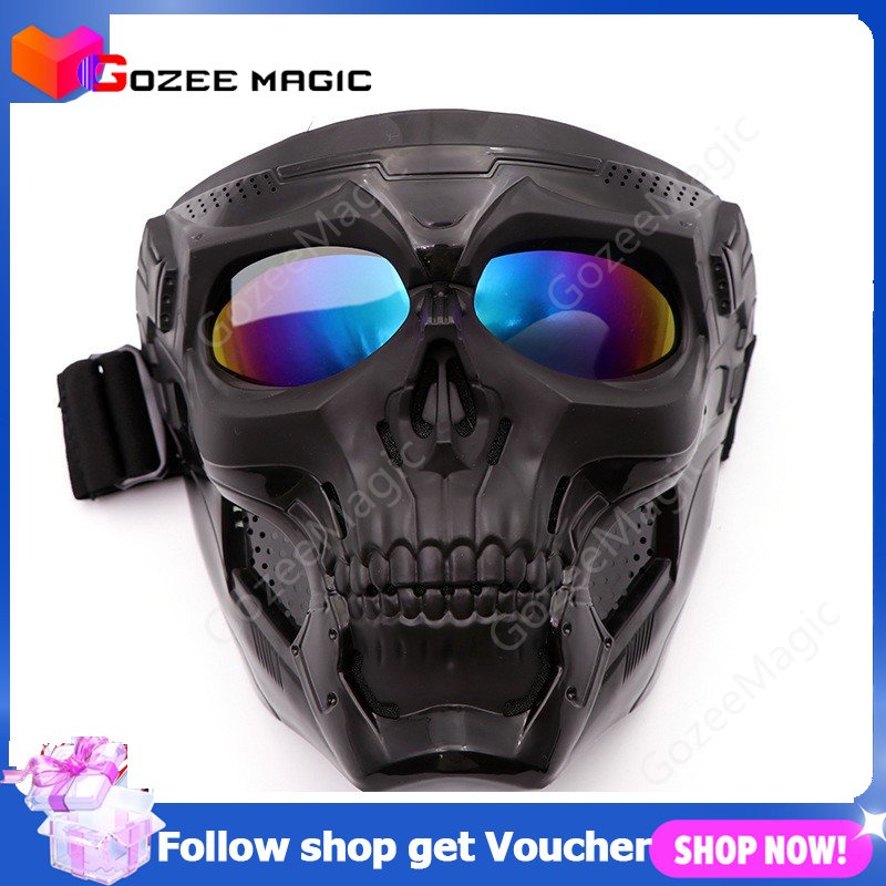 Outdoor Riding Full Face Military Fan Mask Skeleton Messenger Tactical ...