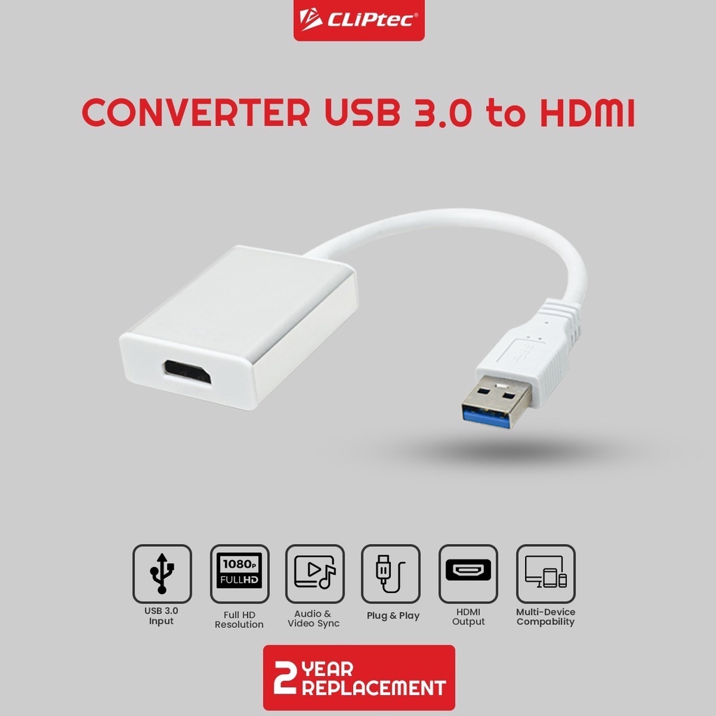 Cliptec USB 3.0 to Hdmi Port Cable Converter | Shopee Philippines