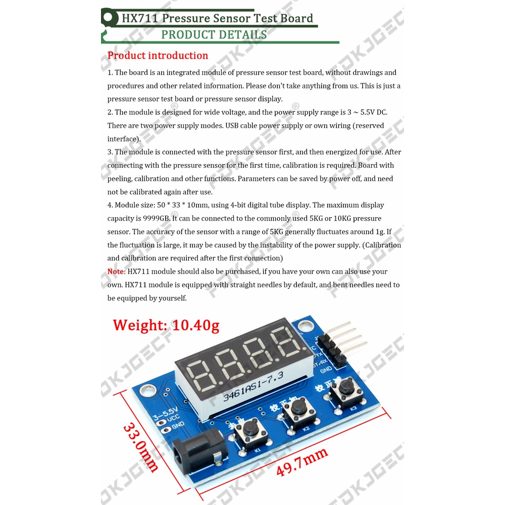HX711 Load Cell AD Weight Pressure Sensor AD Module with Display 24-bit ...