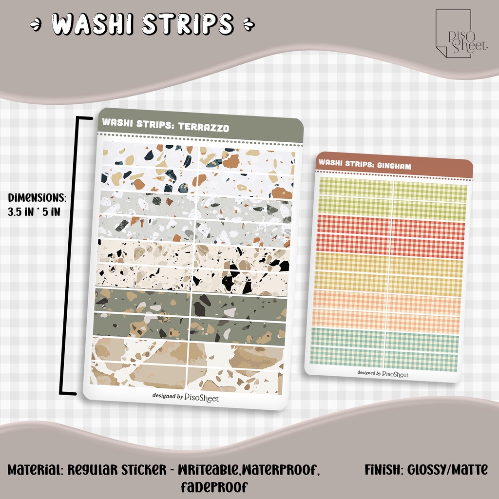 Bullet Journal Decorative Washi Strips Sticker Sheet | Pisosheet ...
