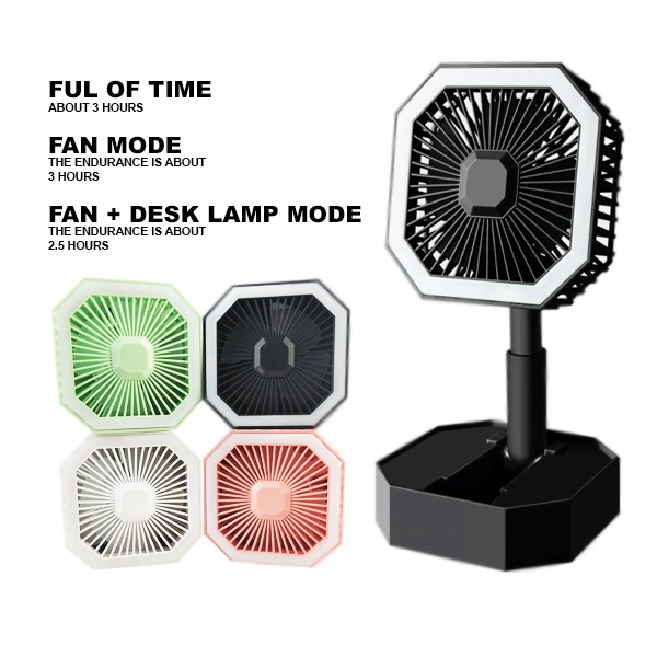 LED Electric Fan RechargeableTable Fan LED Light Folding Small Multi-function Fan Stand | Shopee ...