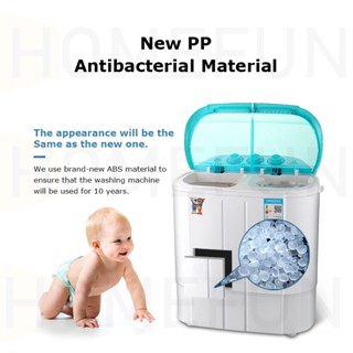 HOMEFUN Double Barrel Mini Washing Machine With Spin Dryer Semi ...