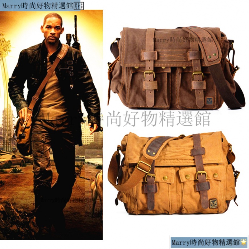 Munuki I Am Legend Will Smith Military Canvas+Genuine Leather Men's ...