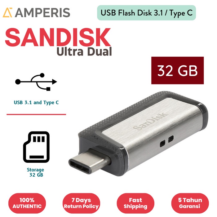 Sandisk Ultra Dual 32GB Flash Drive | 150 Mbps | Usb 3.1 and Type C | Shopee Philippines