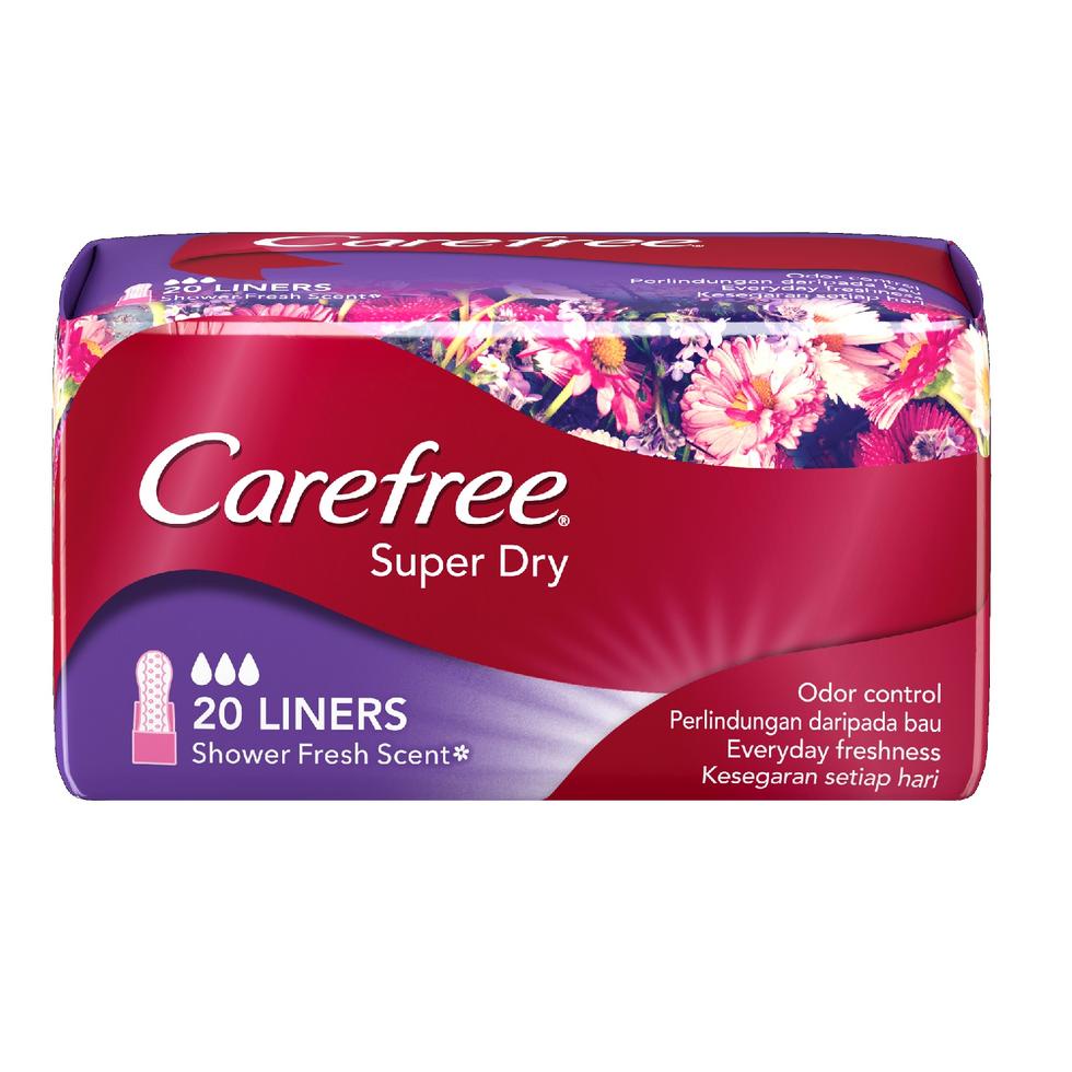 Carefree Pantyliner Shower Fresh Scent 20s Super Dry 156mm | Shopee ...