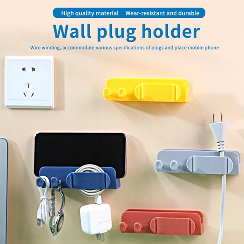 1/3 pcs Punch-free Wall Charging Plug Holder Sticky Hook Wire Organizer ...