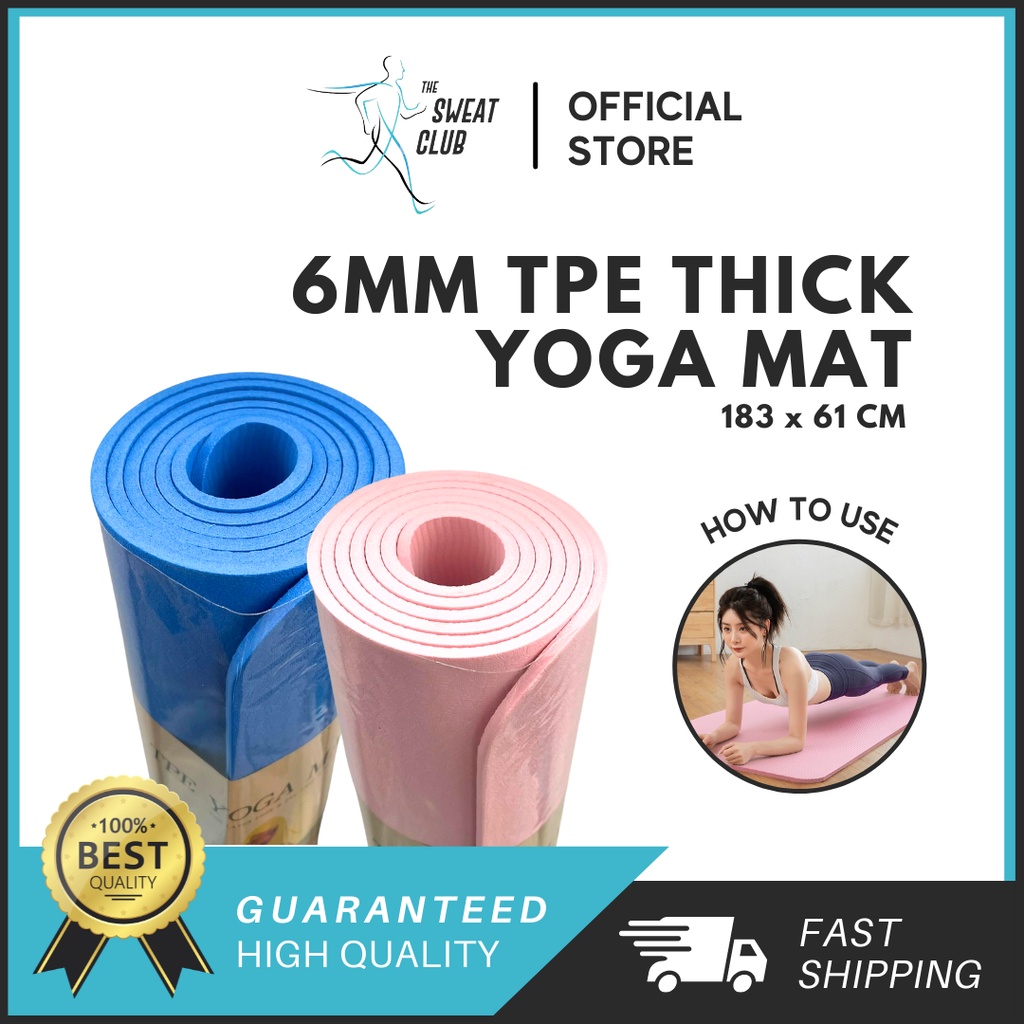 6MM TPE Eco Friendly Thick Anti Slip Non Slip Yoga Mat Sports Outdoor Fitness Accessory | Shopee ...