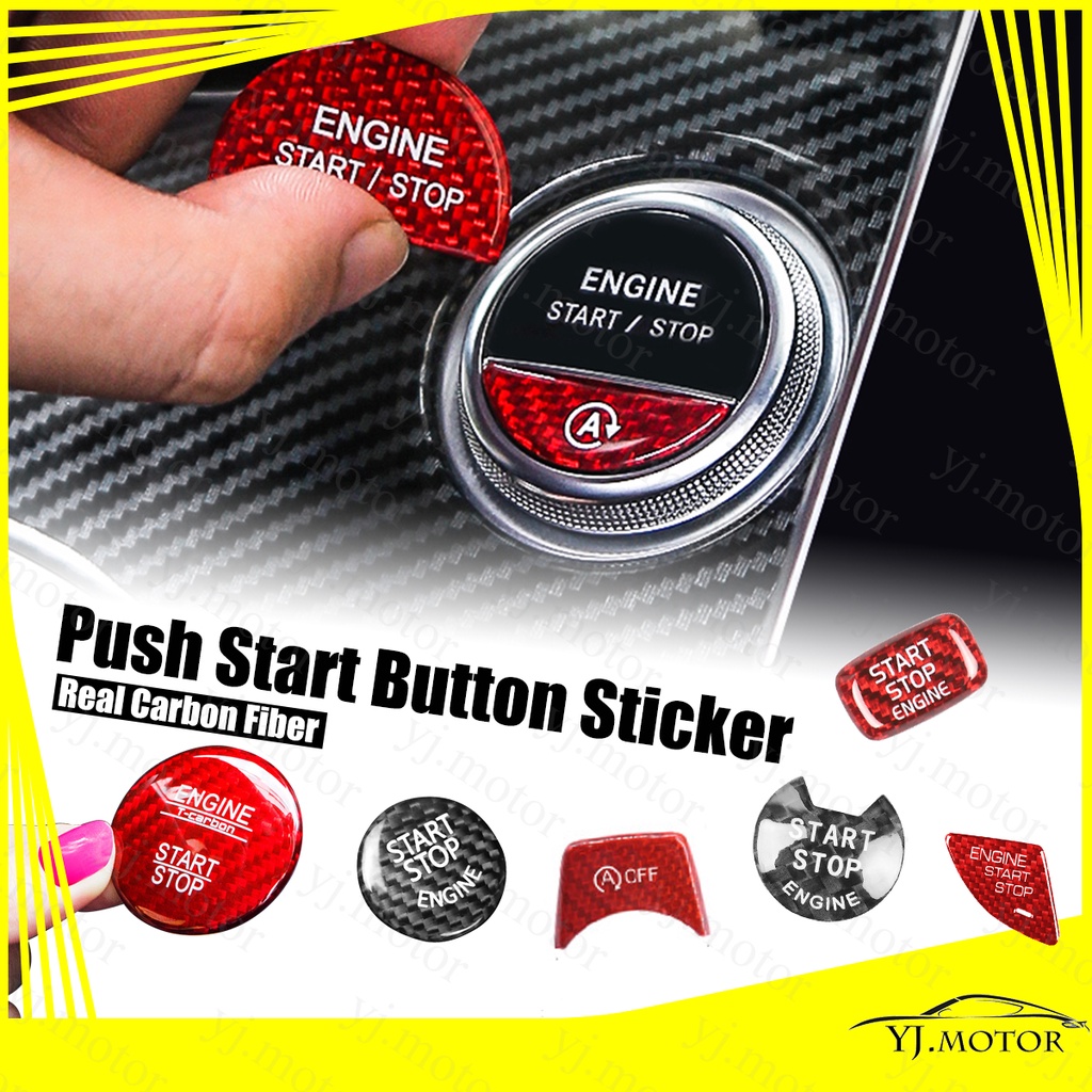 Real Carbon Fiber Push Start Button Knob Cover Sticker For Toyota Honda ...