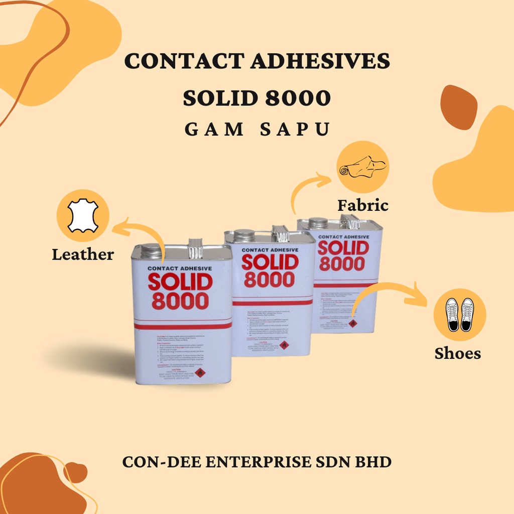 Gam Sapu SOLID 8000 Contact Adhessive - untuk kegunaan span, kain ...