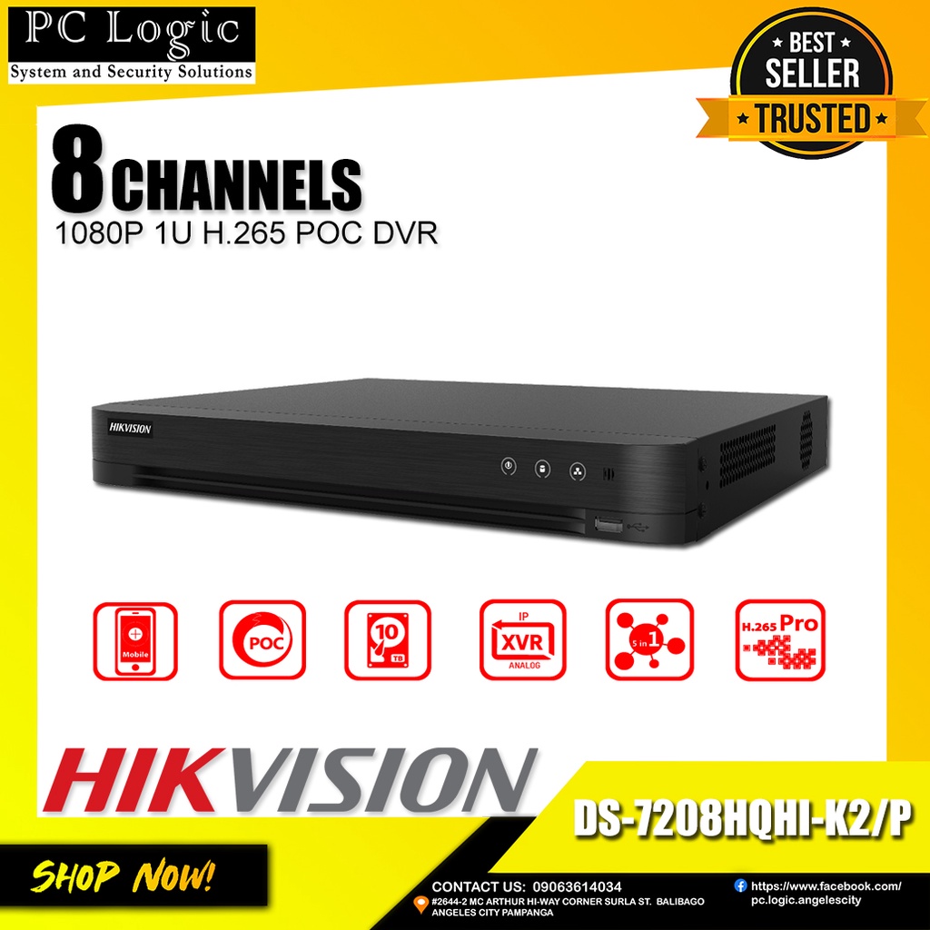 HIKVISION DS-7208HQHI-K2/P 8CH Power Over Coaxial POC DVR up to 4MP & 12 IP Camera | Shopee ...