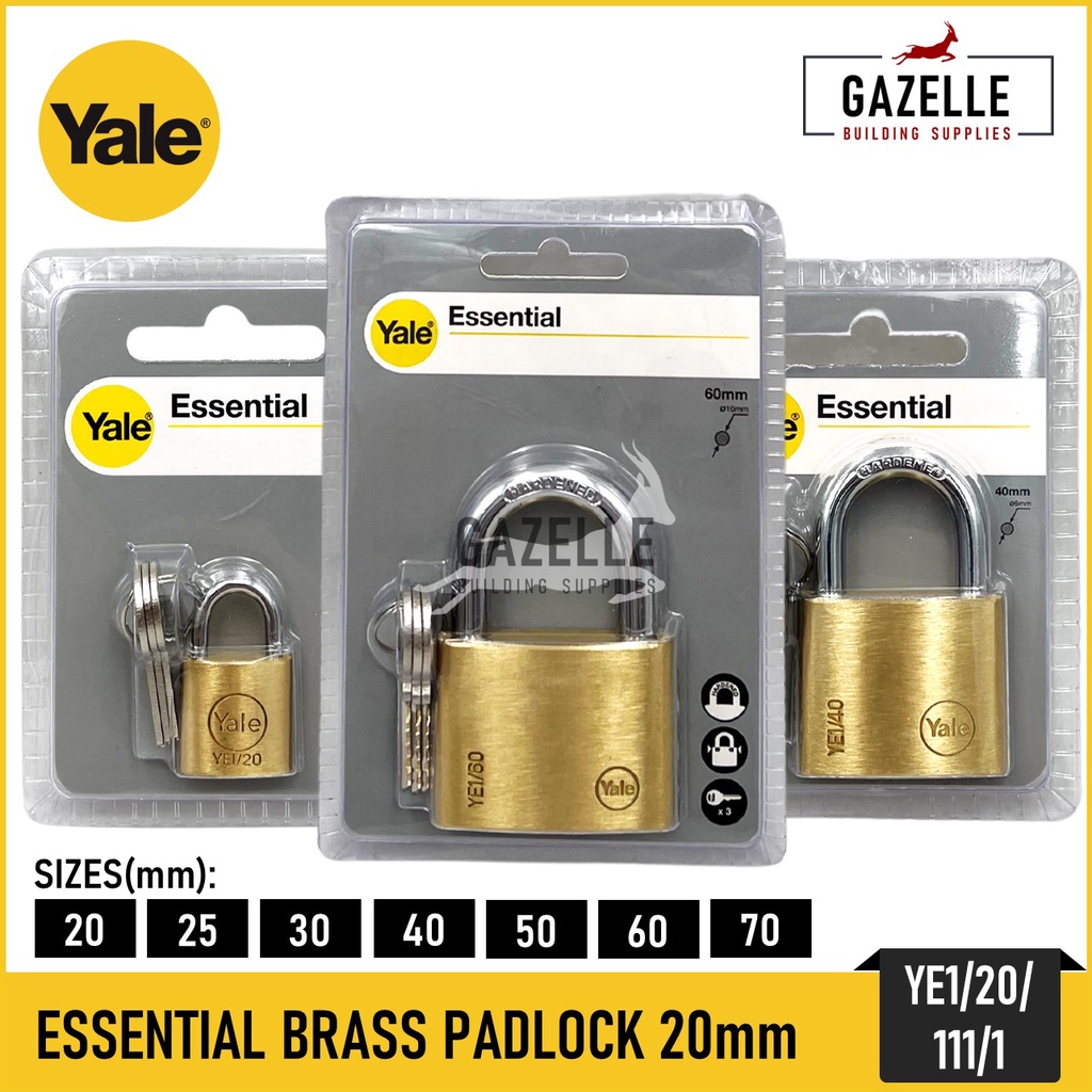 Yale Essential Brass Padlock YE1 Regular / Long Shackle - 1Pc / 2Pc / 4 Pc Keyed Alike | Shopee ...