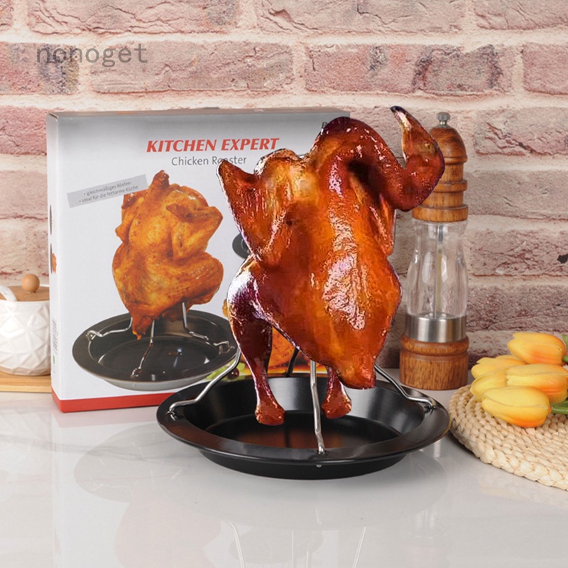Steel Beer Can Chicken Turkey Roaster Oven Rotisserie BBQ Grill Rack ...