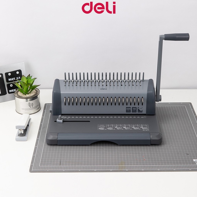 Deli A4 Comb Binding Machine 18 Punched Sheets Binder 21 Holes Comb Binding Machine E3873 ...