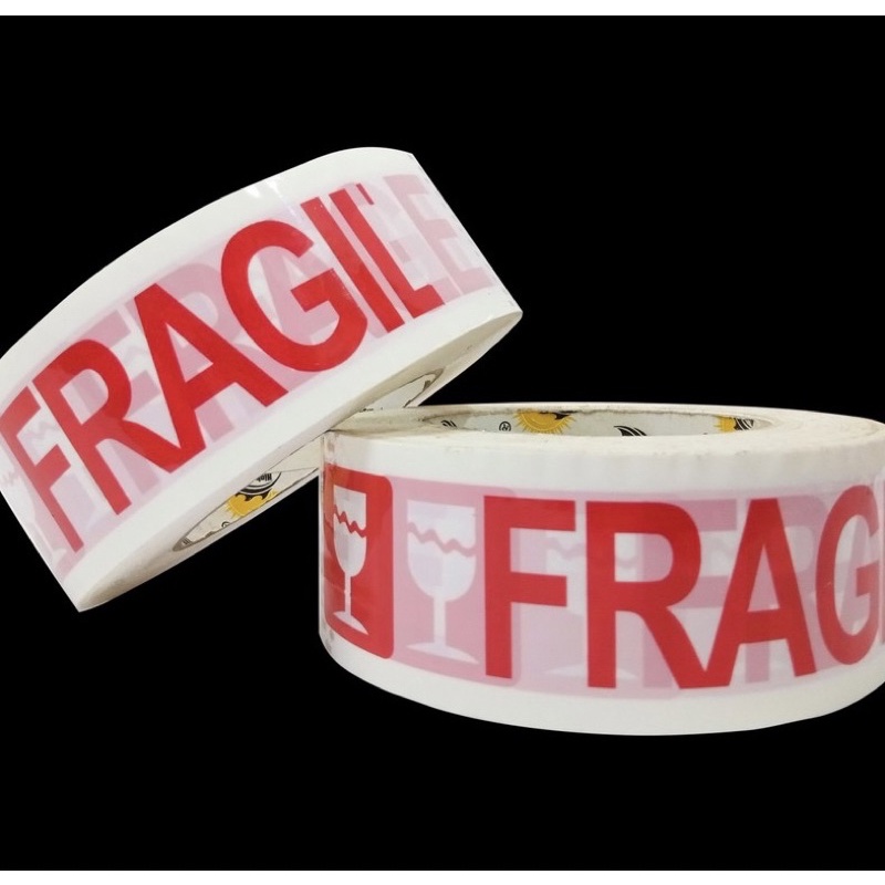 Red letters White Background Warning Tape Express Fragile Product ...