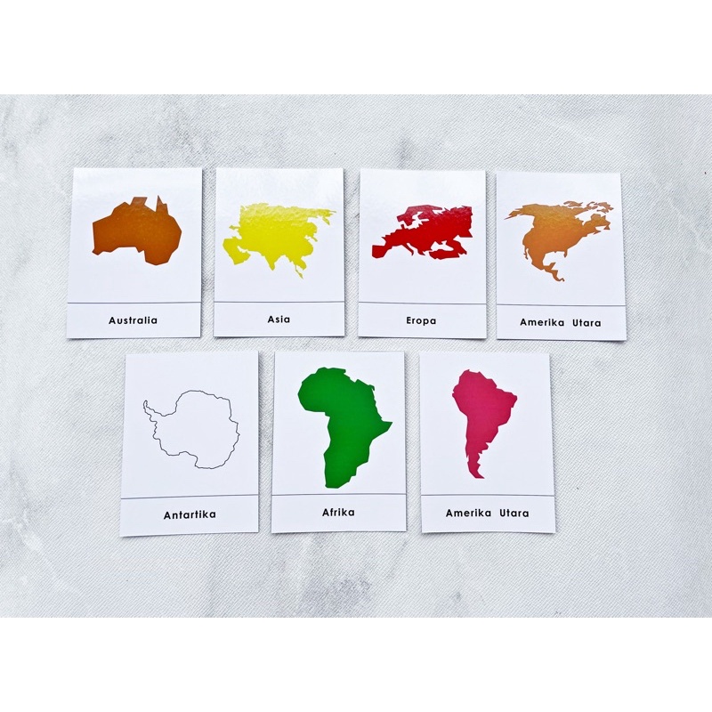 Lilomilo montessori Continent cards/ Content cards + three part cards ...