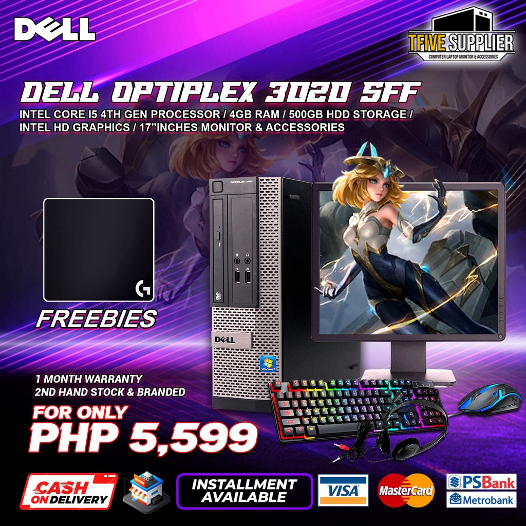 COMPUTER SET DELL OPTIPLEX 3020 SFF INTEL CORE I5 4TH GEN 4GB RAM 500GB ...