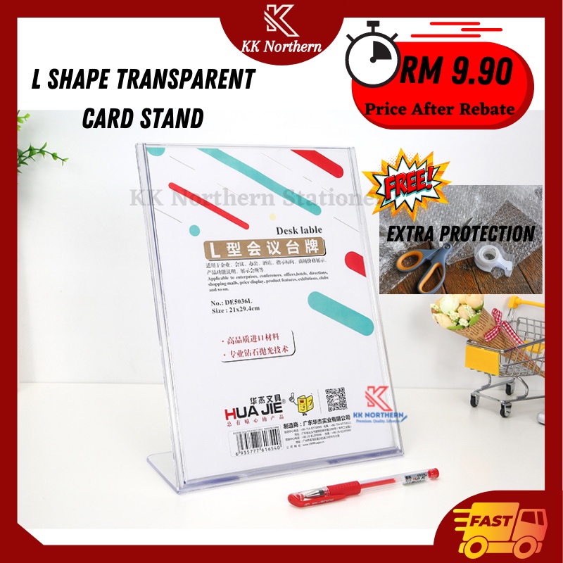 A4 Card Acrylic Table Stand Strong L Shape Transparent Card Stand ...