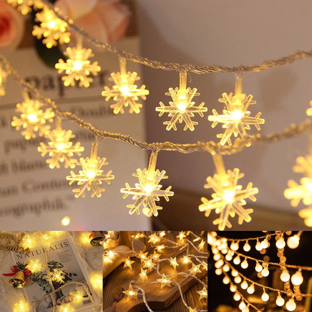 1.5M Christmas Garlands Curtain Fairy Light Snowflake String Light ...