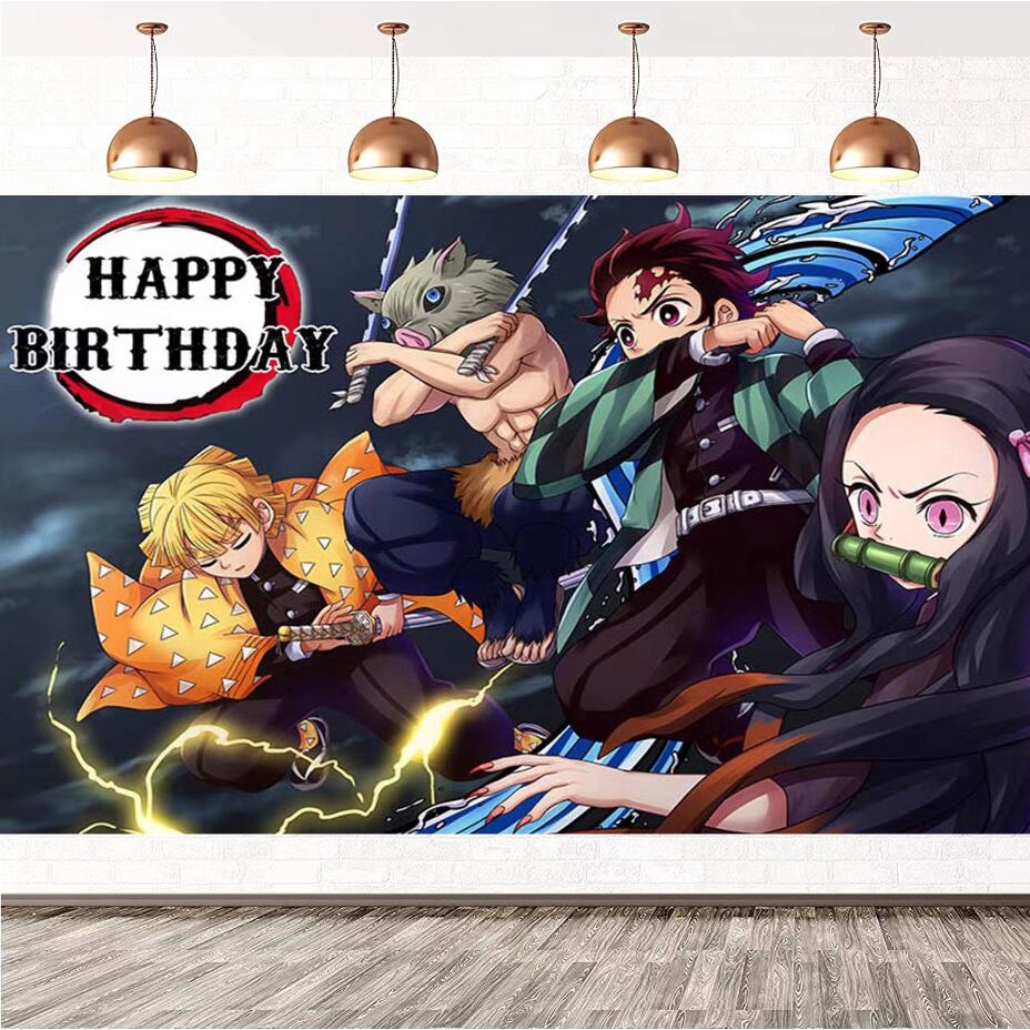 Demon Slayer Backdrop Ghost Blade Theme Background Birthday Party ...