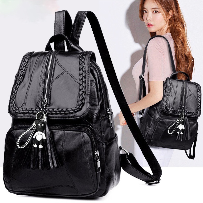 Korean Backpack For Women School Bag PU Leather Backpack Bag For School ...