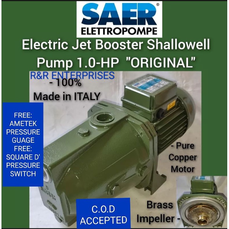 SAER 1 Hp ( FREE GUAGE & SWITCH )(made in italy) | Shopee Philippines