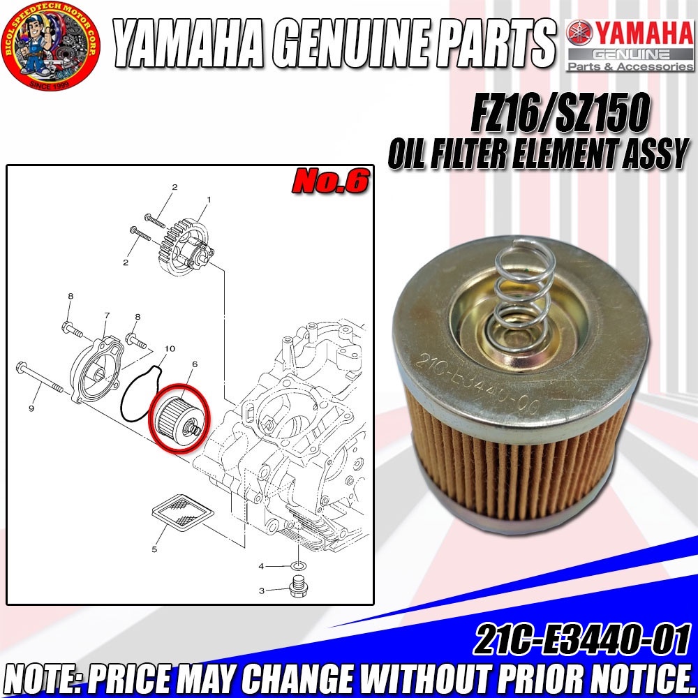 FZ16/SZ150 OIL FILTER ELEMENT ASSY (YGP) (GENUINE: 21C-E3440-01 ...