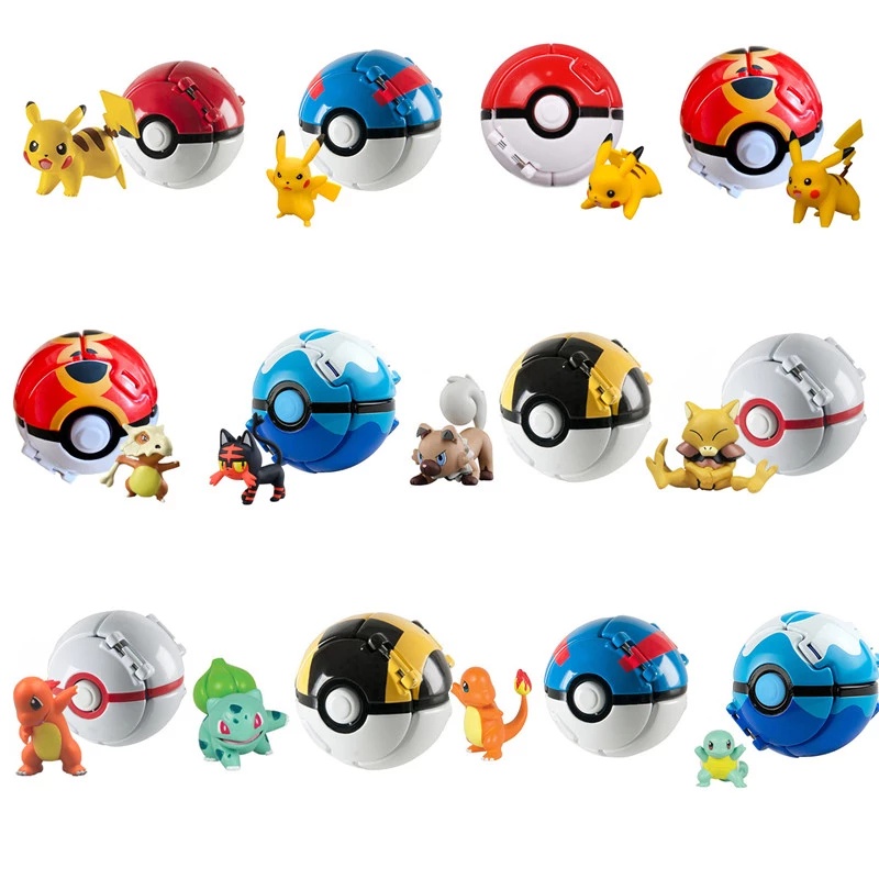 Pokemon Pokeball Anime Figure Pikachu Squirtle Pocket Monster Variant ...