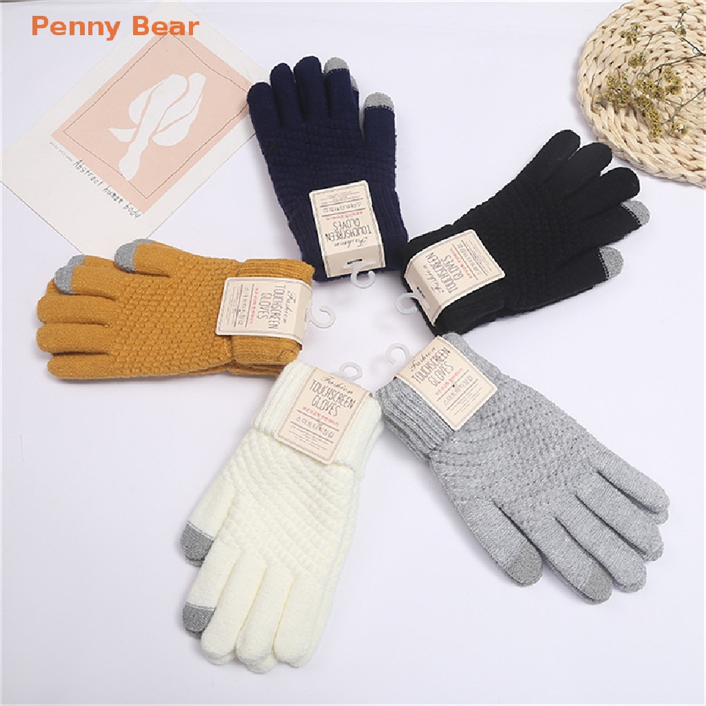 PennyBear Winter Touch Screen Gloves Women Men Warm Thick Stretch Knit ...