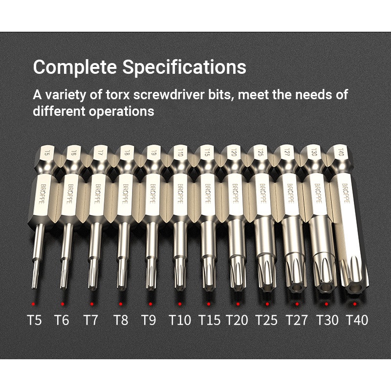 Magnetic Torx Screwdriver Bits Set, 1/4" Hex Shank T5-T40 Magnetic ...