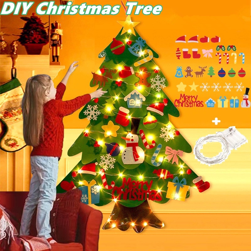 DIY Felt Christmas Tree Decorations Cristmas Wall Hanging Ornament Xmas ...