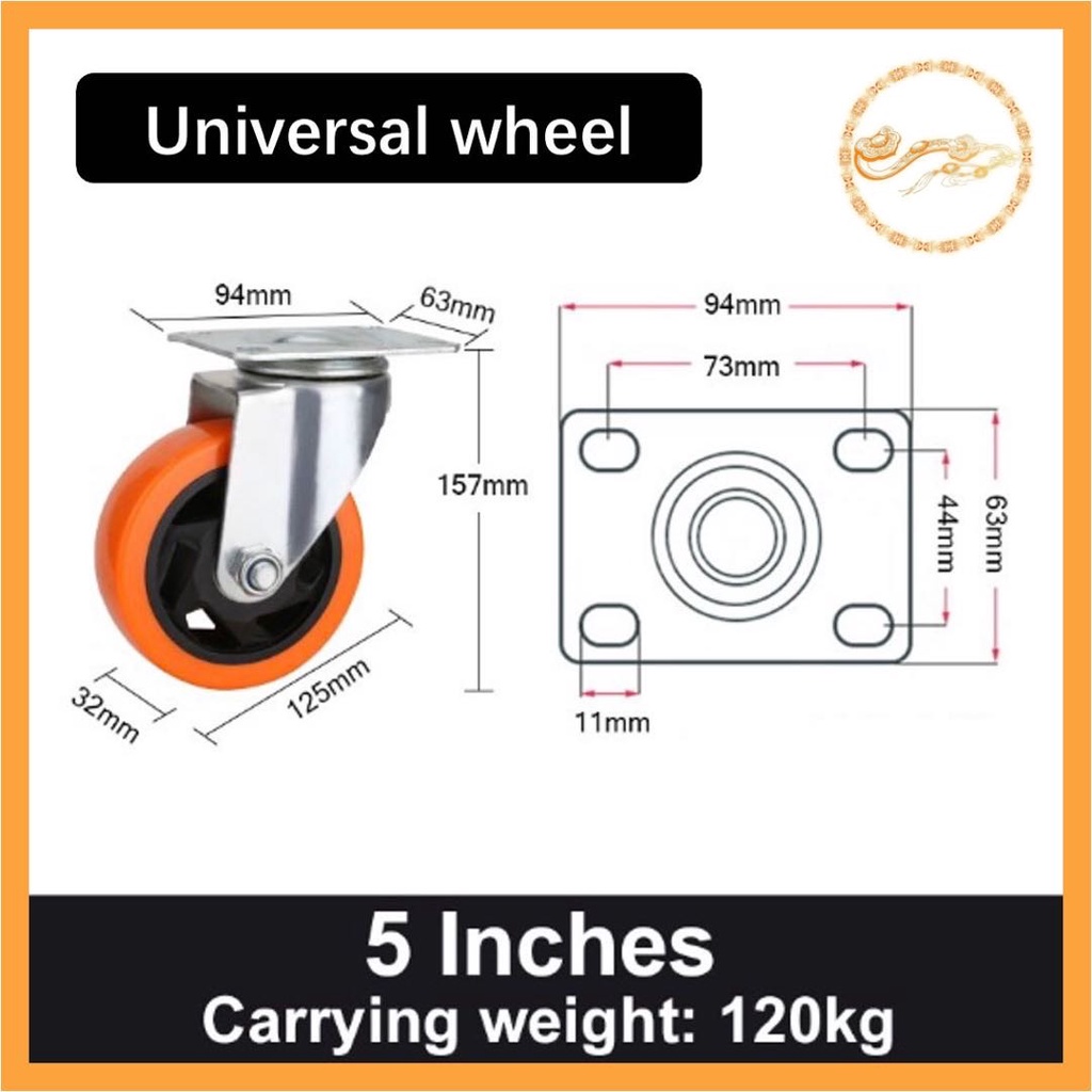 3/4/5inch Caster Wheel Fixed / Caster Wheel Swivel (With Lock & Without ...