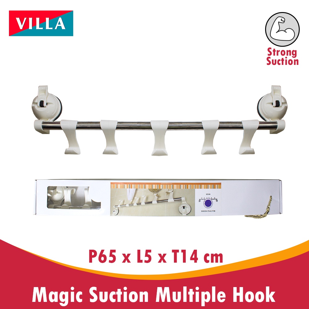 GANTUNGAN Tchome Premium Towel Hanger Multiple Hook WC Hanger Villa Festiva Magic Suction ...