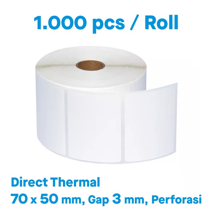 Direct Thermal Barcode Label Sticker 7x5 cm 70x50 mm (1 Roll/ 1,000 pcs ...