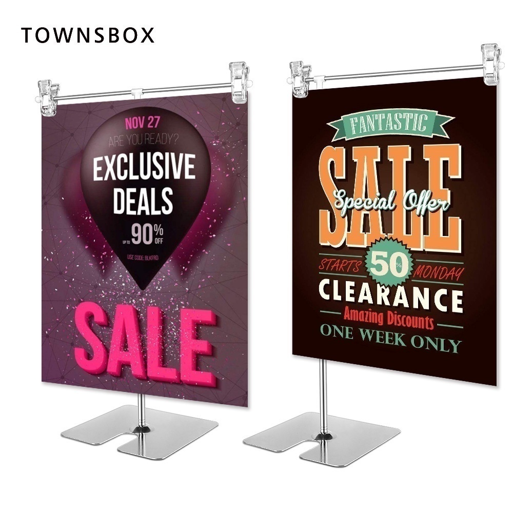 Telescopic Display Stainless Steel Poster Clip Promotional Sign Rack ...