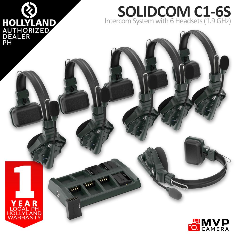 Hollyland Solidcom C1-6S Full-Duplex Wireless DECT Intercom System w/ 6 ...
