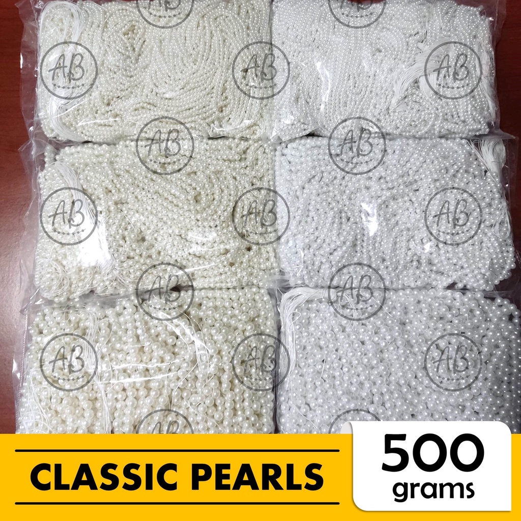 1/2 Kilo Plastic Pearls 10mm 8mm 6mm 4mm White and Ivory (500g loose ...