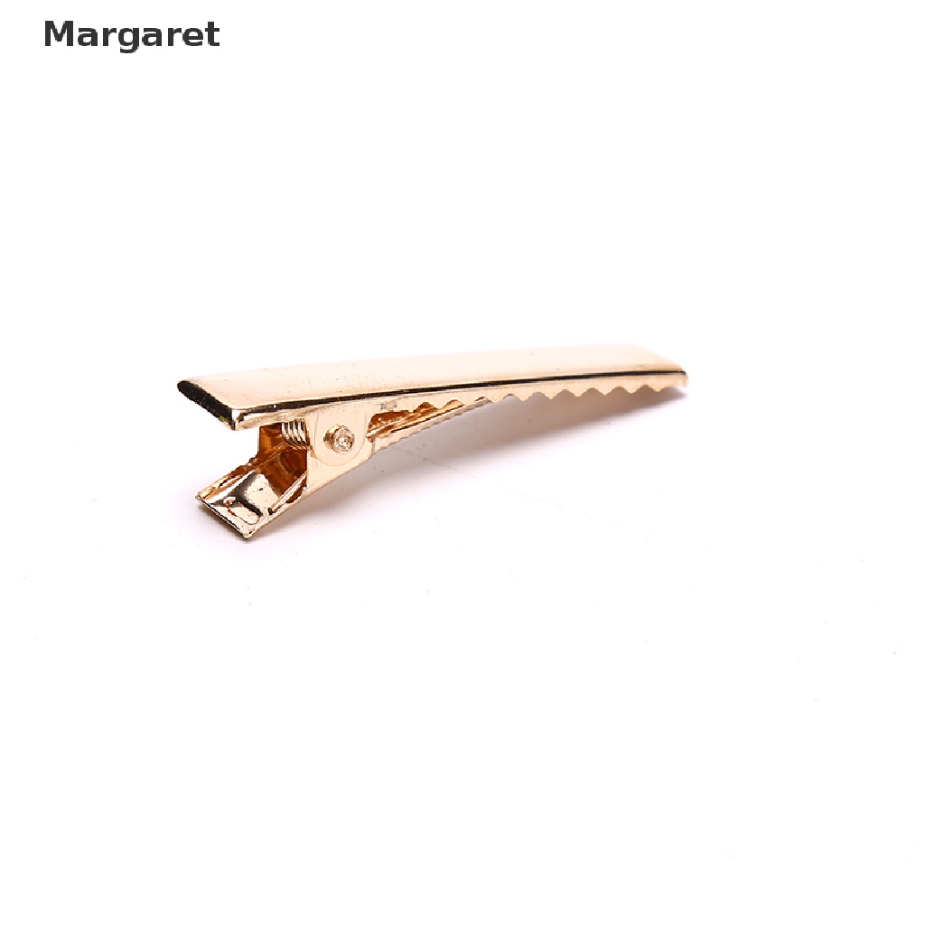 [Margaret] 100pcs KC Gold Metal Alligator Hair Clips Pins Flat Top with ...