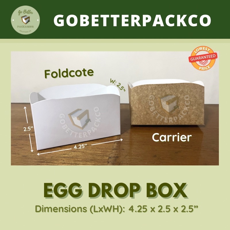 Egg Drop Holder Sandwich Box - 4.25 x 2.5 x 2.5in | Foldcote or Carrier ...