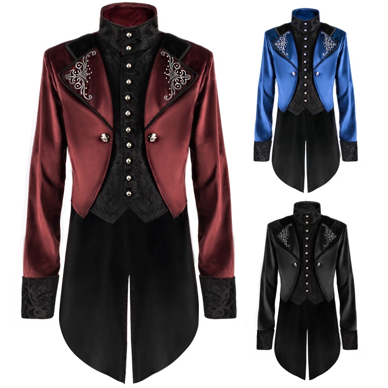Men Victorian Medieval Coat Punk Tuxedo Halloween Cosplay Costume ...