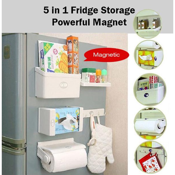 5 in 1 Refrigerator Storage Rack Fridge Organizer Set Magnetic Tissue ...