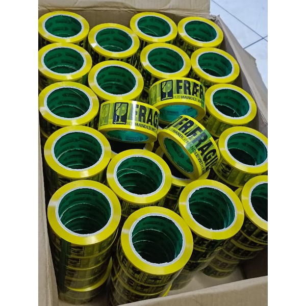 Fragile tape yellow Backing(2"x100m)sold per pc | Shopee Philippines