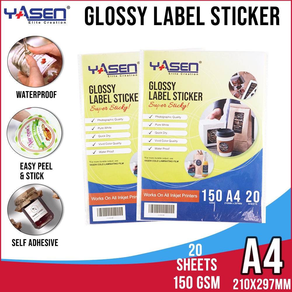 Yasen Glossy Label Sticker 150 GSM A4 | Shopee Philippines