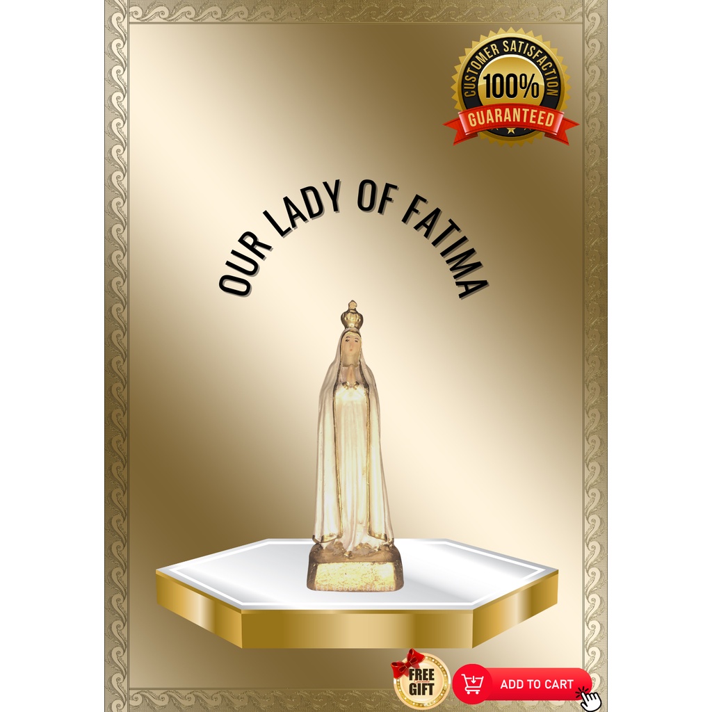 Our Lady of Fatima 15cm (table altar statue religious car jeep vehicle ...