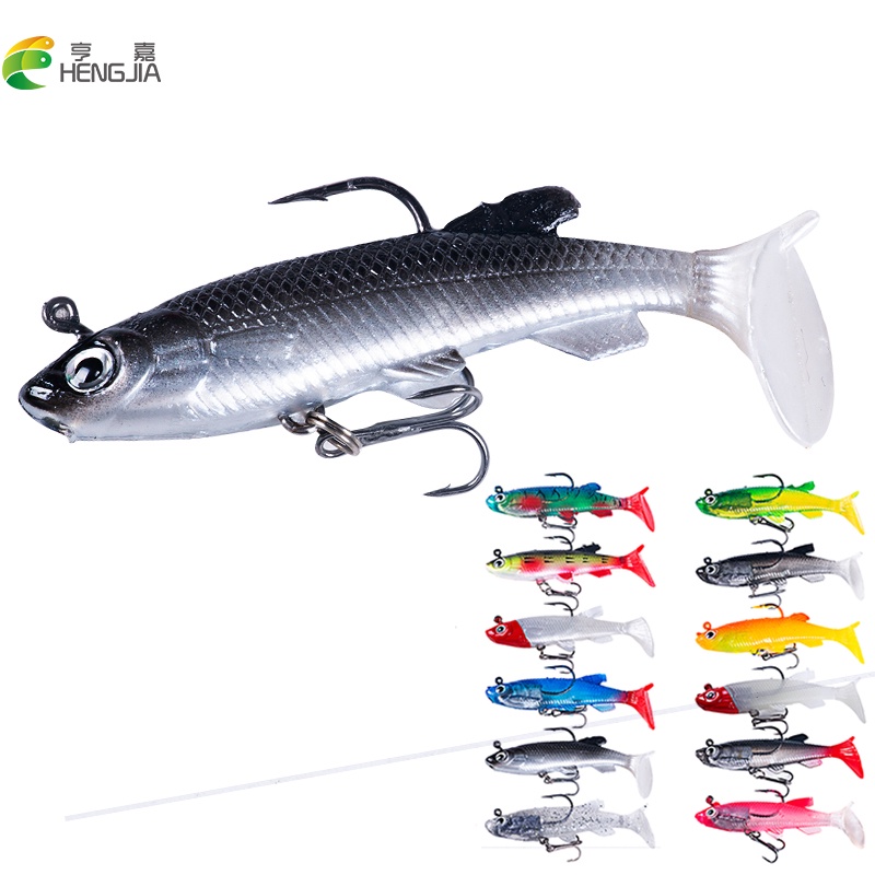 HENGJIA 1 Pc 12 Color Lead Head Jig Hook Soft Fishing Lure 8 Cm/12g T ...