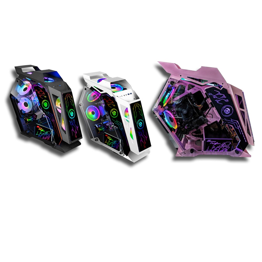 Inplay Thunder 01 | Black | White | Pink | Robot Design Mcro ATX Case ...