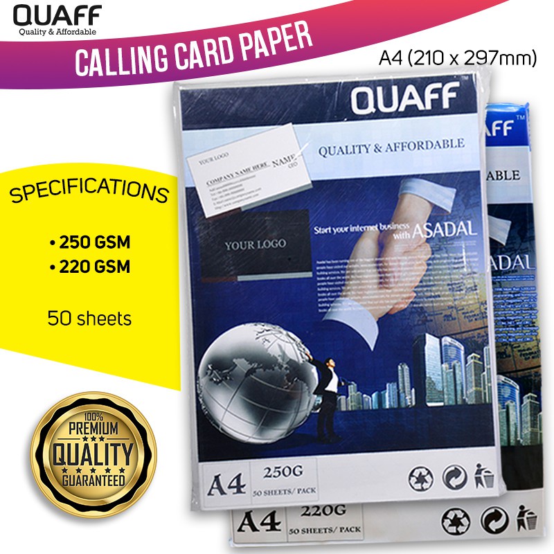 QUAFF Calling Card Paper 220GSM / 250GSM A4 Size Matte Textured ...